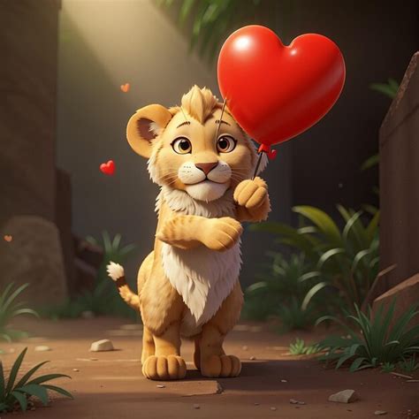 Premium Photo Cute Lioness Carrying Big Heart