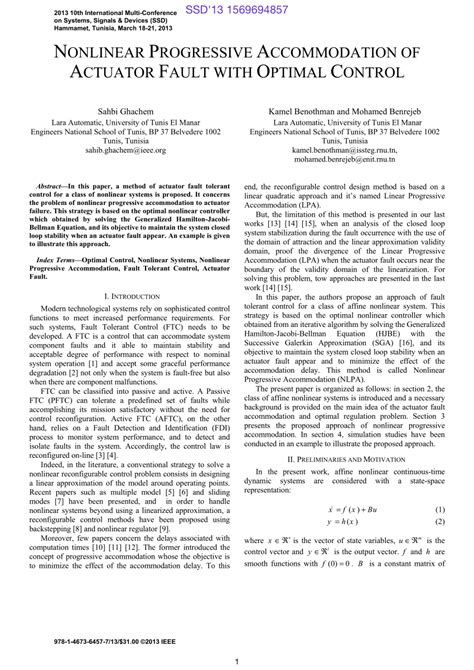 Pdf Nonlinear Progressive Accommodation Of Actuator Fault With Optimal Control