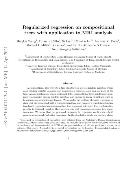 Pdf Regularized Regression On Compositional Tree With Application To Mri Analysis