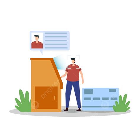 남자 얼굴 인식 Atm 기계 저금 개념 삽화 돈 일러스트 사람 일러스트 캐릭터 일러스트 Atm 기계 Save Money Png 일러스트 및 벡터 에 대한 무료