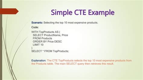 Ppt Of Common Table Expression Cte Window Functions Joins Subquery