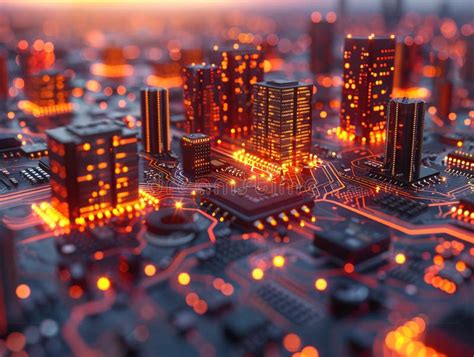 Semiconductor Industry Conception Hightech Computer Board With Chip