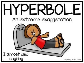 Hyperbole Posters 3 Versions Figurative Language By Teaching To The Middle