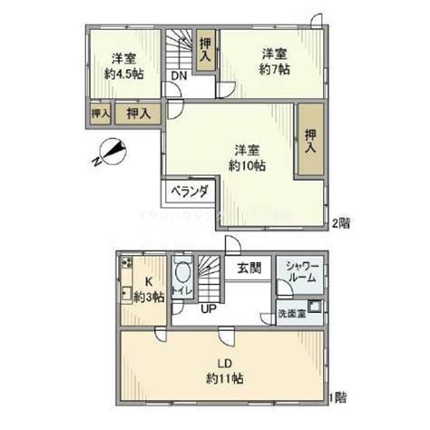 相模鉄道本線 かしわ台駅 地上2階建て 築45年 神奈川県海老名市国分北3丁目 95万円／3ldk 洋室45 洋室7 洋室10