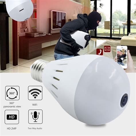 Електрическа крушка с 360 градуса панорамна Hd камера Wi Fi Sd слот Ip10 ⭕️ ТОП Цена ️ Ip10