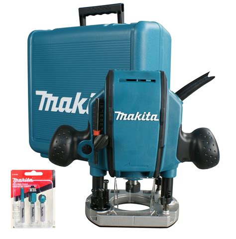 Makita Rp0900x 14 Plunge Router With Straight Guide And Router Bits In Makita Rp0900x 14 Plunge Router With Straight Guide And Router Bits In