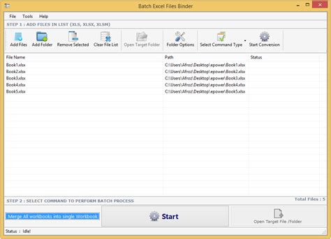 Screenshots Of Batch Excel Files Binder Software