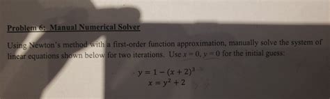 Solved Problem 6 Manual Numerical Solver Using Newton S Chegg Com