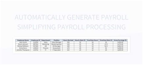 Simplify Payroll Processing With Automated Generation Excel Template Free Download Pikbest
