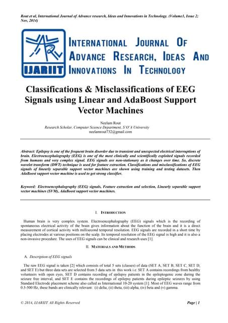 Classifications And Misclassifications Of Eeg Signals Using Linear And