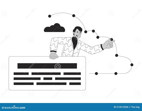 Male Analyst Using Digital Dashboard With Data Charts In Flat Vector Illustration Symbolizing