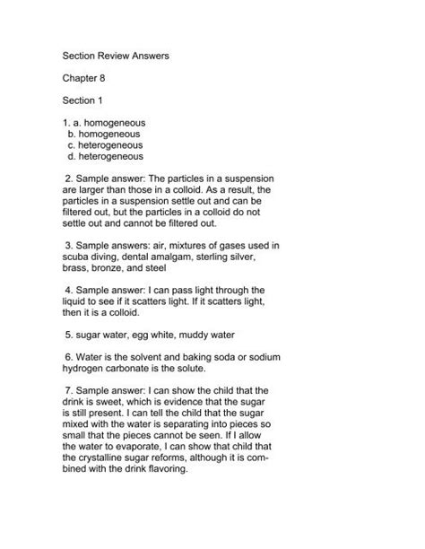 Section Review Answers Chapter 8 Section 1 1 A Homogeneous B