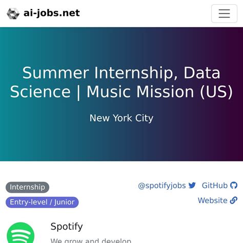 Hiring Internship Summer Internship Data Science Music Mission