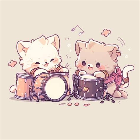 Premium Ai Image Cute Cat With Drum