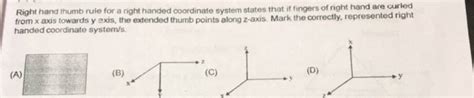 Right Hand Thumb Rule For A Right Handed Coordinate System States That If
