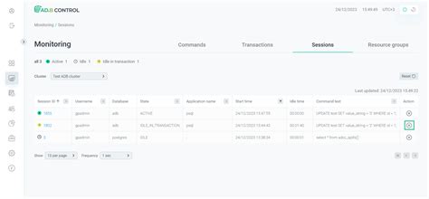 Мониторинг сессий в Adb с использованием Arenadata Db Control Adb