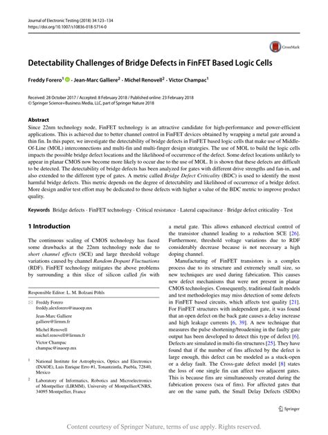 Detectability Challenges Of Bridge Defects In Finfet Based Logic Cells Request Pdf
