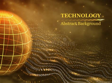 Abstract Binary Code In The Style Of Waves And The Globe On A Blue Background Technological