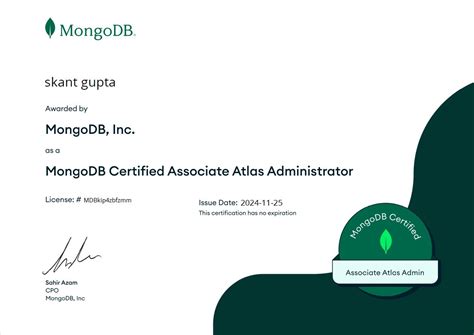 I M Happy To Share That I Ve Obtained A New Certification Mongodb Associate Atlas Administrator