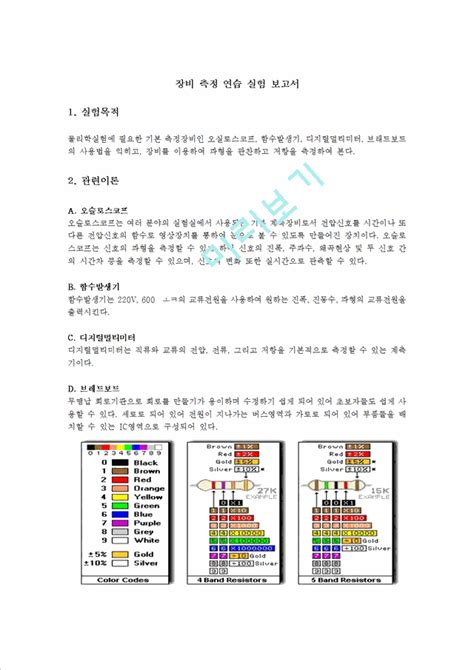 자연과학 물리학 실험 장비 측정 연습 실험 보고서물리화학실험과제