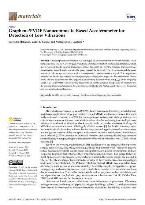 Pdf Graphene Pvdf Nanocomposite Based Accelerometer For Detection Of Low Vibrations