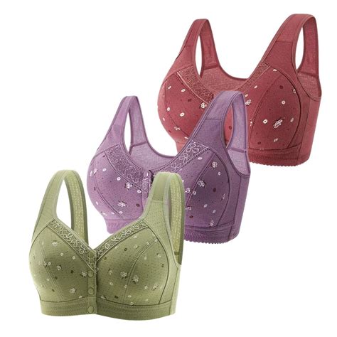 Yejiman 3 Pack Daisy Bras For Older Women 2024 Front Close Button