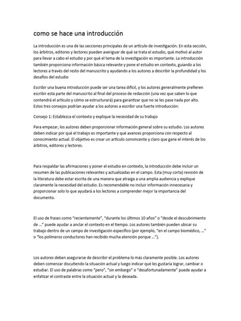 Como Se Hace Una Introducción Pdf Artes Del Lenguaje Y Disciplina