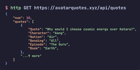 github dotzenith avatarapi a free api serving quotes from avatar