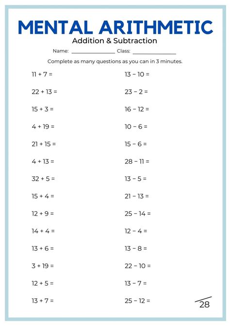 Basic Math Worksheet For Adults Printable Pdf Template
