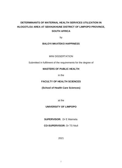 Determinants Of Maternal Health Services Utilization In Ulspace