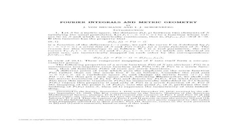 pdf fourier integrals and metric geometry · fourier integrals and