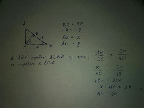 катет прямоугольного треугольника равен 30 см а его проекция на гипотенузе равна 18 см найти