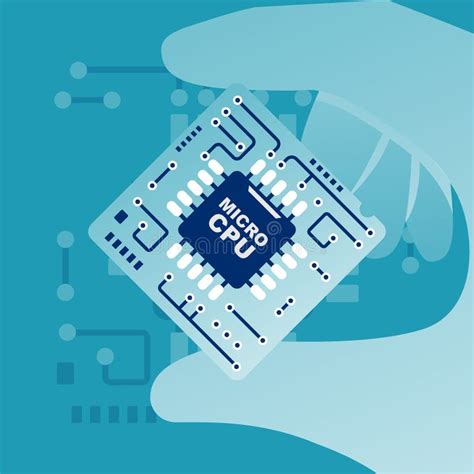 Computer Chip In Hand Vector Illustration Flat Design Stock Vector Illustration Of Hitech
