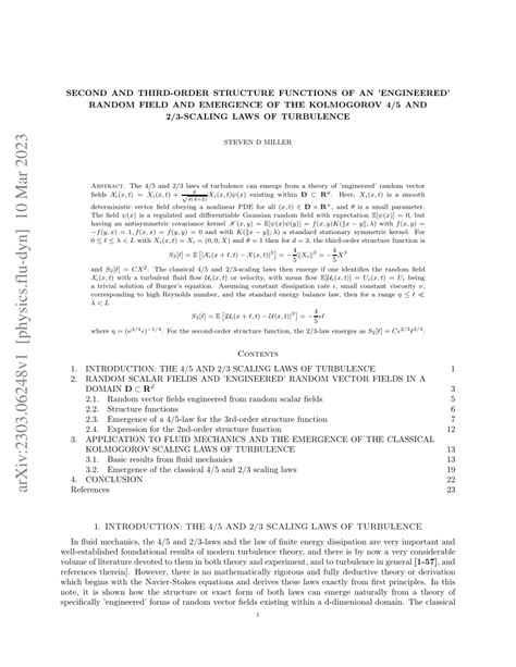 Pdf Second And Third Order Structure Functions Of An Engineered Random Field And Emergence