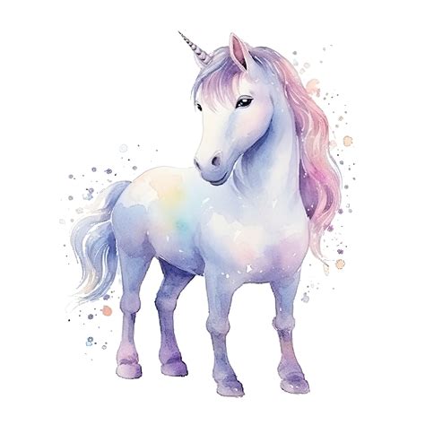 Cute Watercolor Unicorn Illustration Ai Generative 25037416 Png
