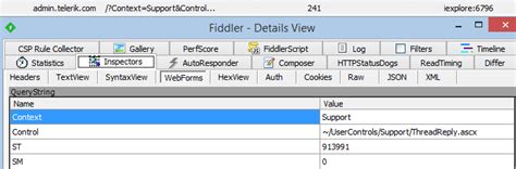inspectors webforms view is blank in fiddler fiddler on pcs telerik
