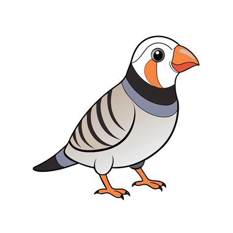 Cute Cartoon Zebra Finch Bird Isolated On White Background 65895672