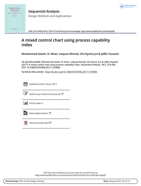 Pdf A Mixed Control Chart Using Process Capability Index