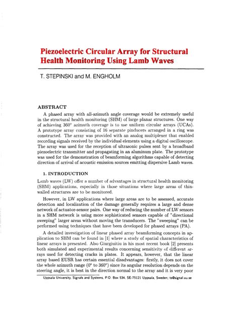 Pdf Piezoelectric Circular Array For Structural Health Monitoring Using Lamb Waves