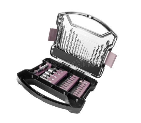 Different Metal Drill Bit Set For Various Tasks In A Plastic Box With