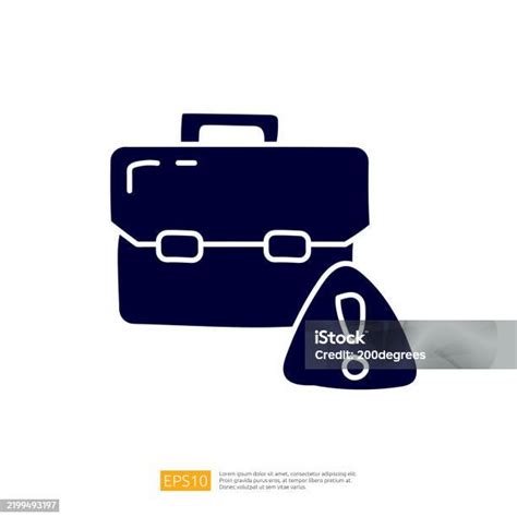 이 이미지는 주의 기호와 함께 서류 가방을 묘사하여 비즈니스 또는 법적 문제와 관련된 경고 또는 경고를 암시합니다 검사 보기에 대한 스톡 벡터 아트 및 기타 이미지 Istock