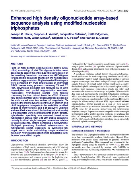 Pdf Enhanced High Density Oligonucleotide Array Based Sequence