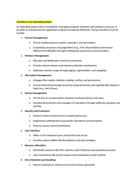 Functions Of An Operating System Pdf Operating System Process Computing