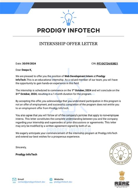 Deepa K On Linkedin Prodigyinfo Prodigyinfotech Internship