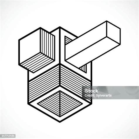 벡터 추상 3d 기하학적 모양 다각형 그림입니다 상자에 대한 스톡 벡터 아트 및 기타 이미지 상자 외형선 점에 의한 원근감 Istock