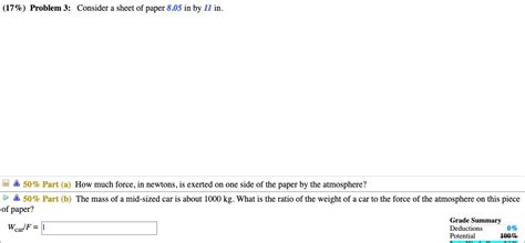 Solved 17 9 Problem 3 Consider Sheet Of Paper 805 In By I In 50