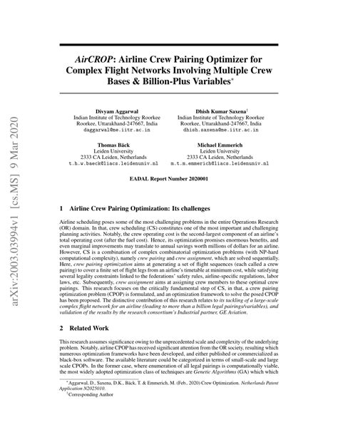 Pdf Aircrop Airline Crew Pairing Optimizer For Complex Flight Networks Involving Multiple