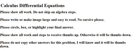 Solved Calculus Differential Equations Please Show All Work