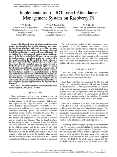 8 Implementation Of Iot Based Attendance Management System On Raspberry Pi Pdf Computing