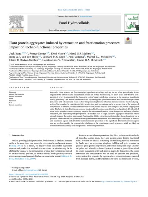 Pdf Plant Protein Aggregates Induced By Extraction And Fractionation Processes Impact On